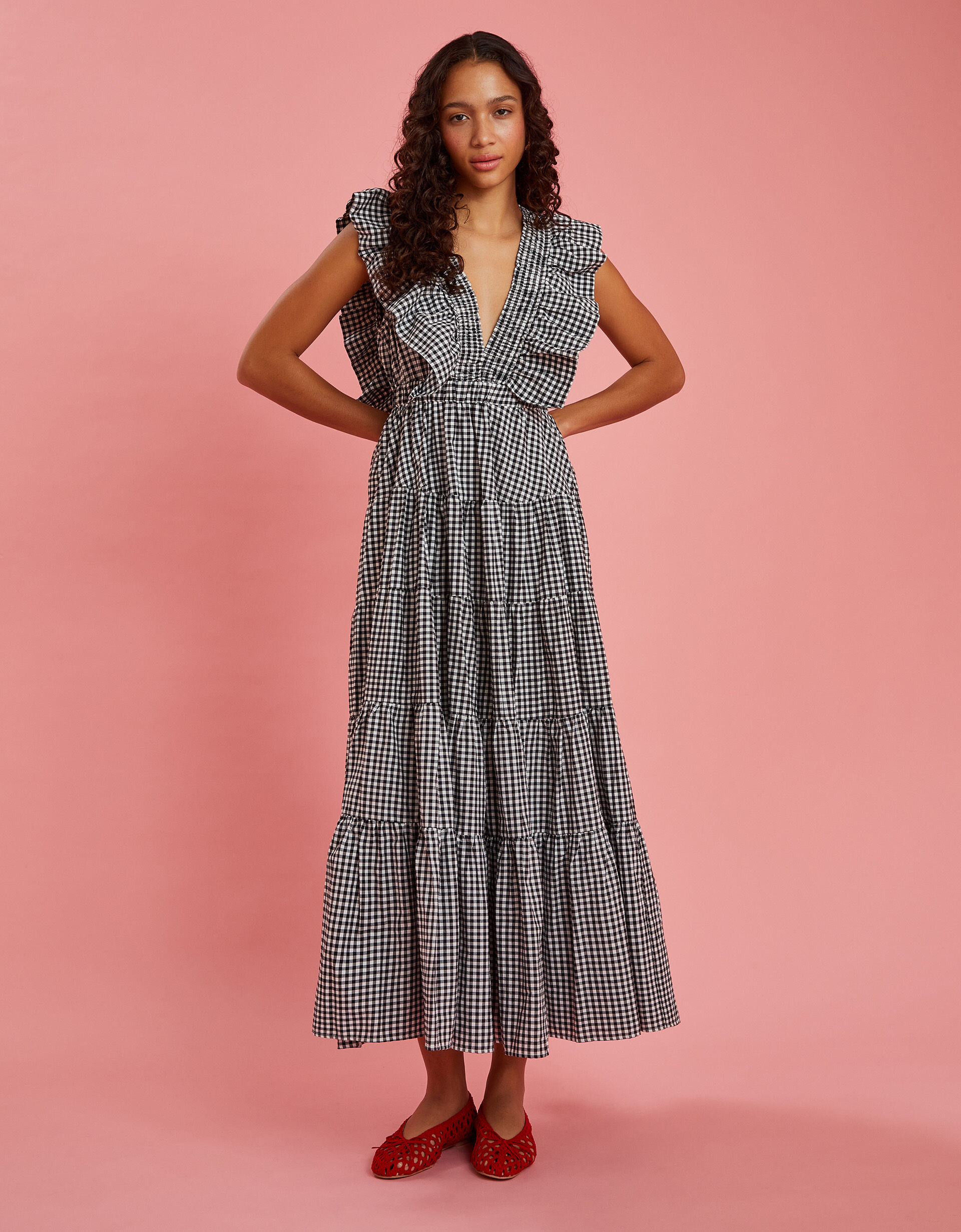 Sundress Shandrani Gingham Maxi Dress Black