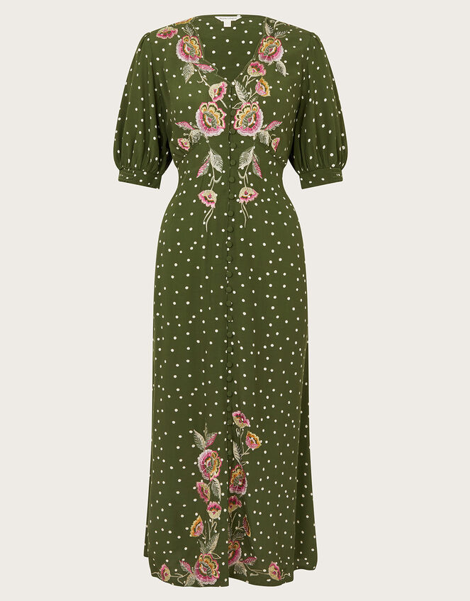 Myla Embroidered Tea Dress Green | Day Dresses | Monsoon UK.
