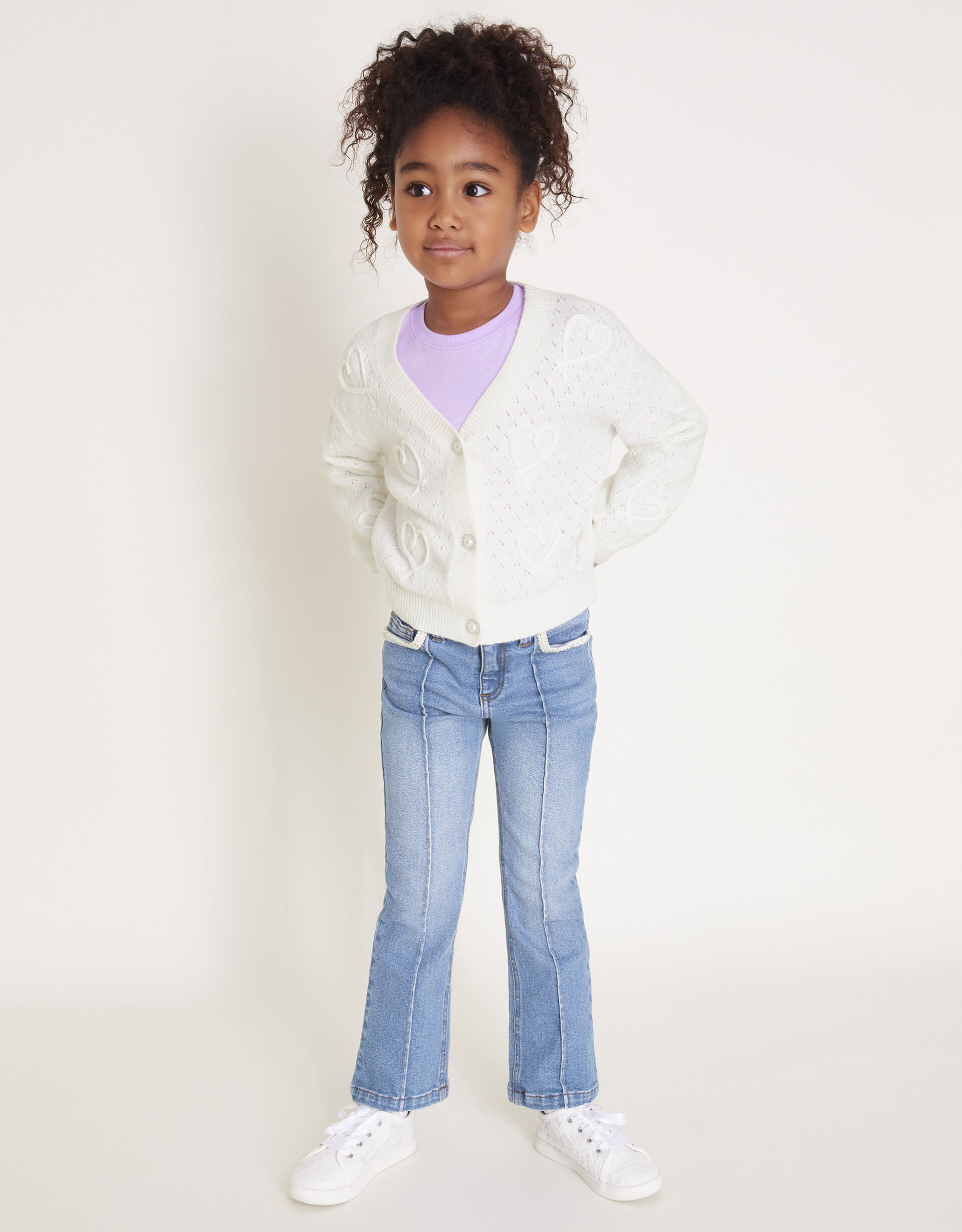 Heart Cornelli Embroidered Cardigan Ivory | Girls' Cardigans | Monsoon UK.
