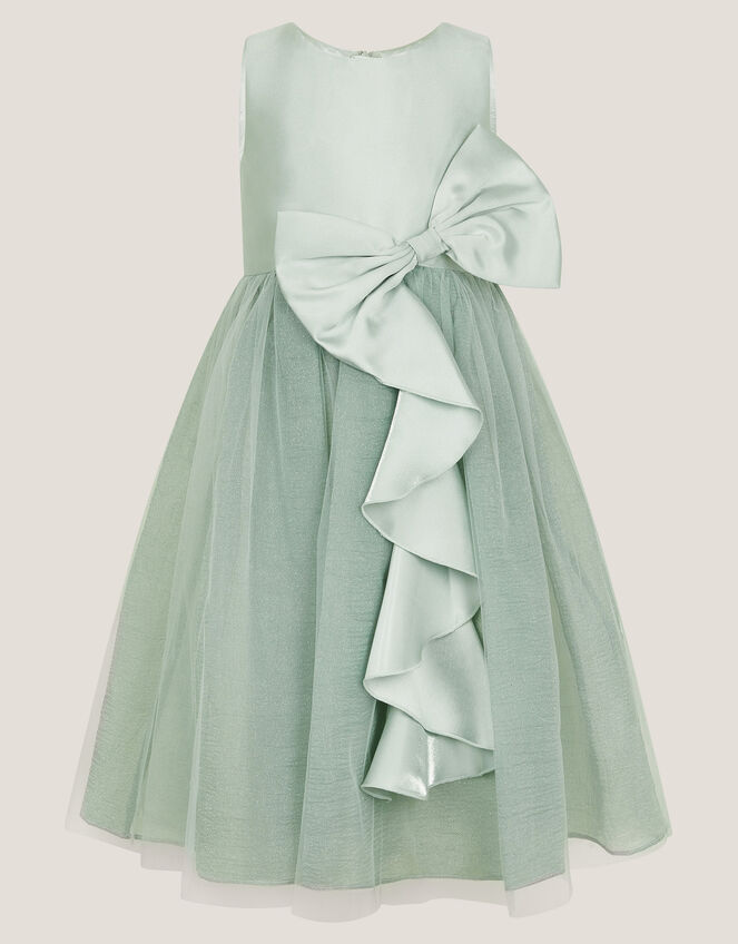 Waterfall Bow Tulle Dress Green | Girls' Dresses | Monsoon UK.