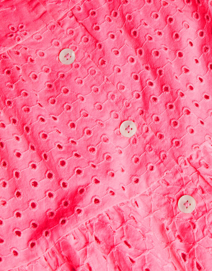 Broderie Button Dress Pink