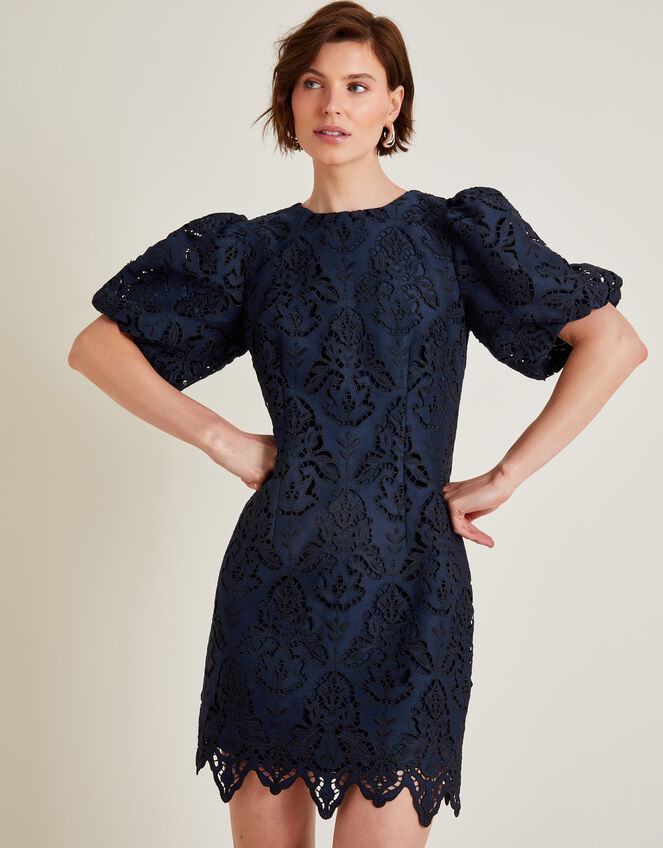 Lila Lace Tunic Mini Dress Blue | Evening Dresses | Monsoon UK.