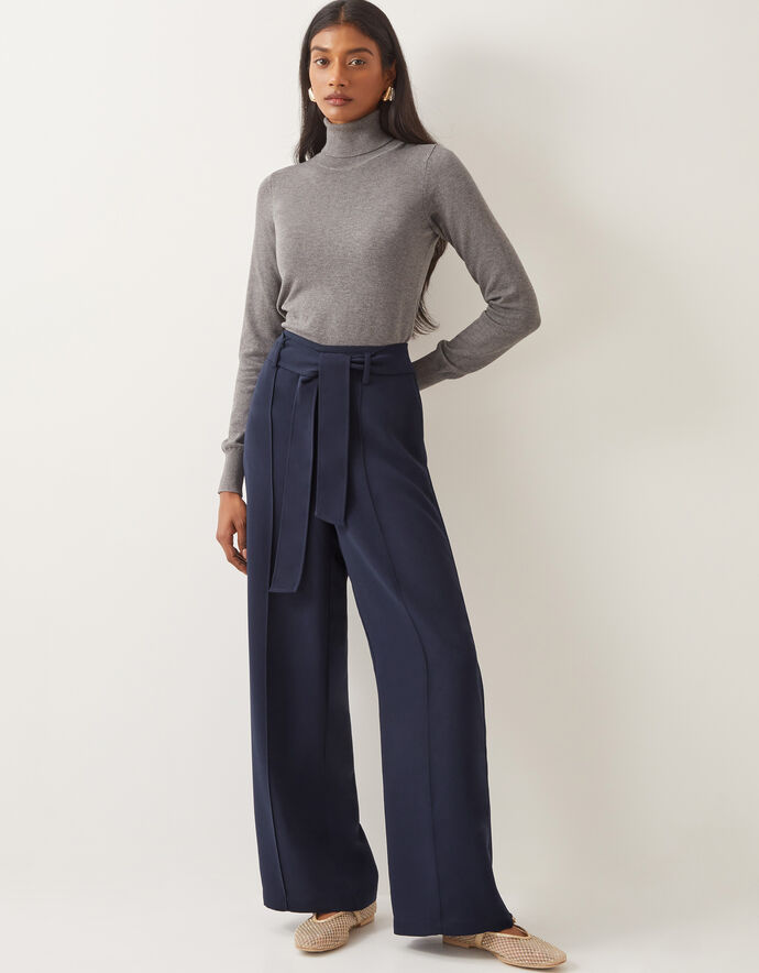 Scarlet Trim Trousers Blue | Trousers & Leggings | Monsoon UK.