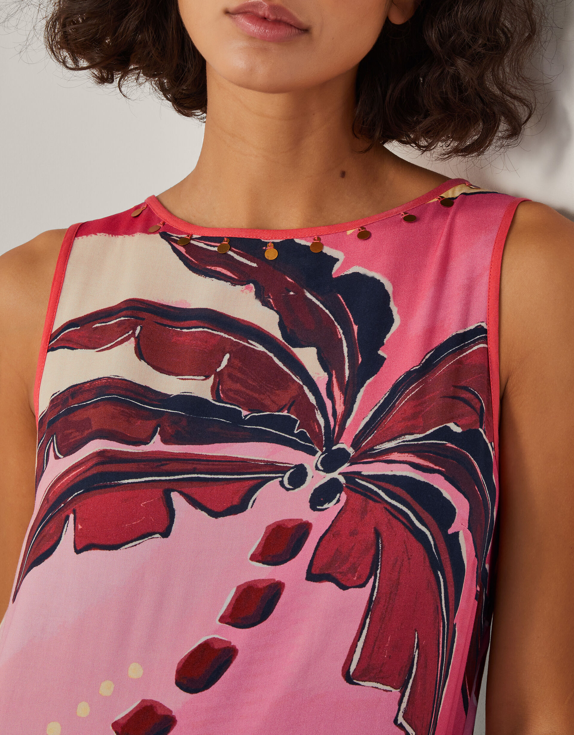 Alex Palm Print Midi Dress Orange