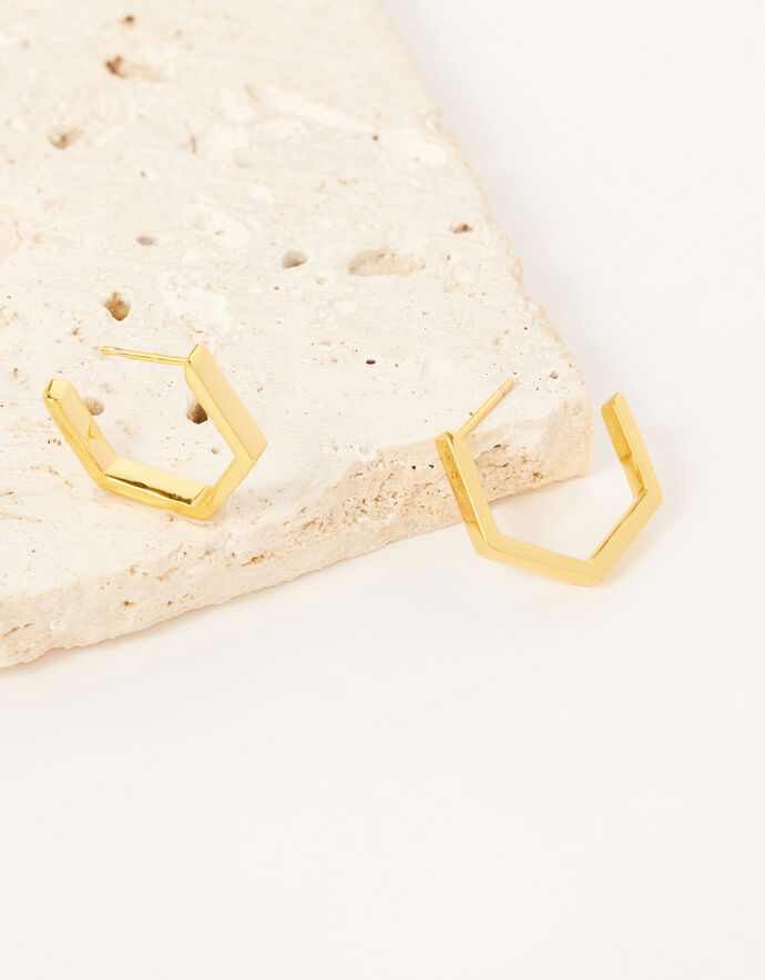Gold-Plated Hexagon Hoops