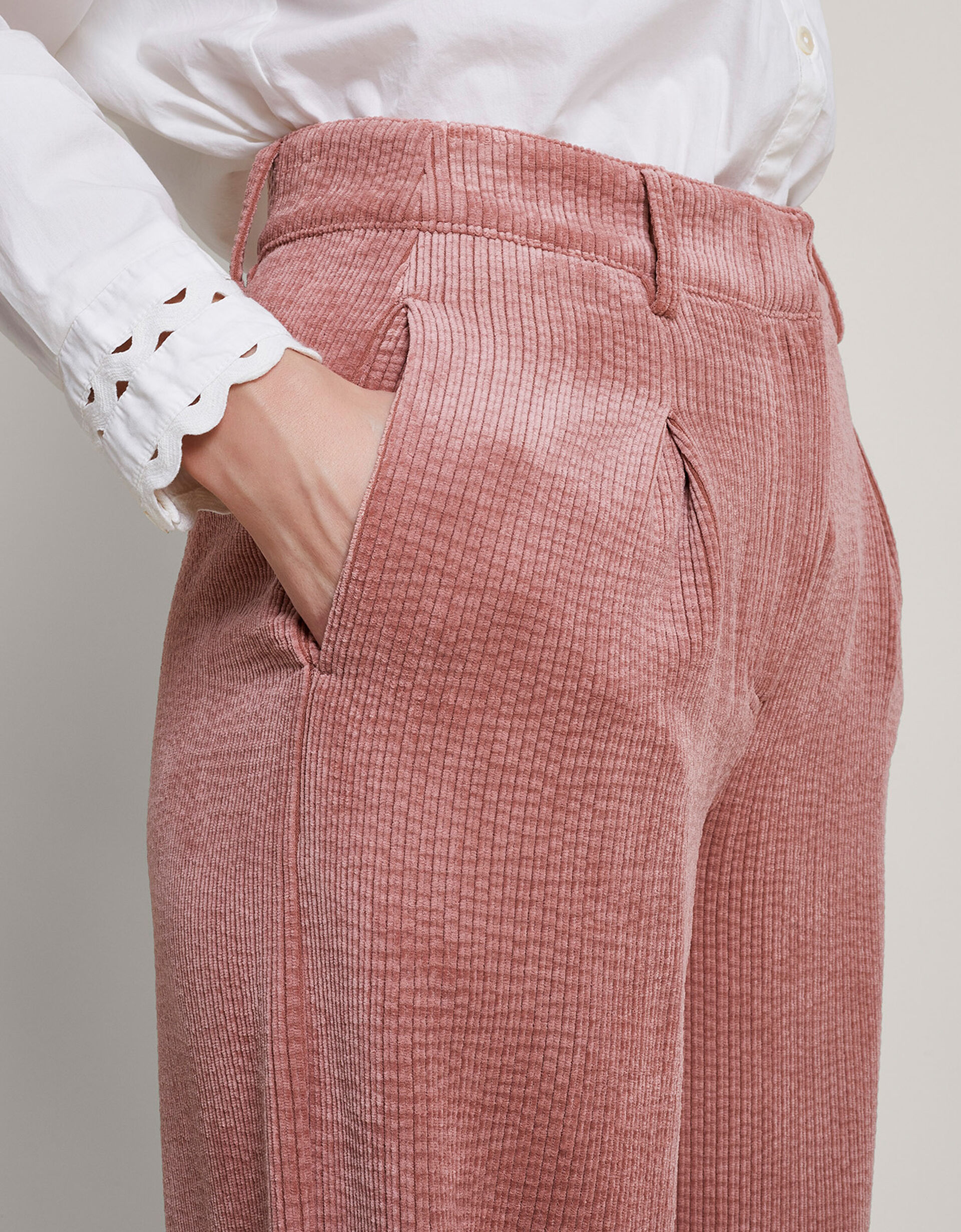 Serena Wide Leg Cord Trousers Pink