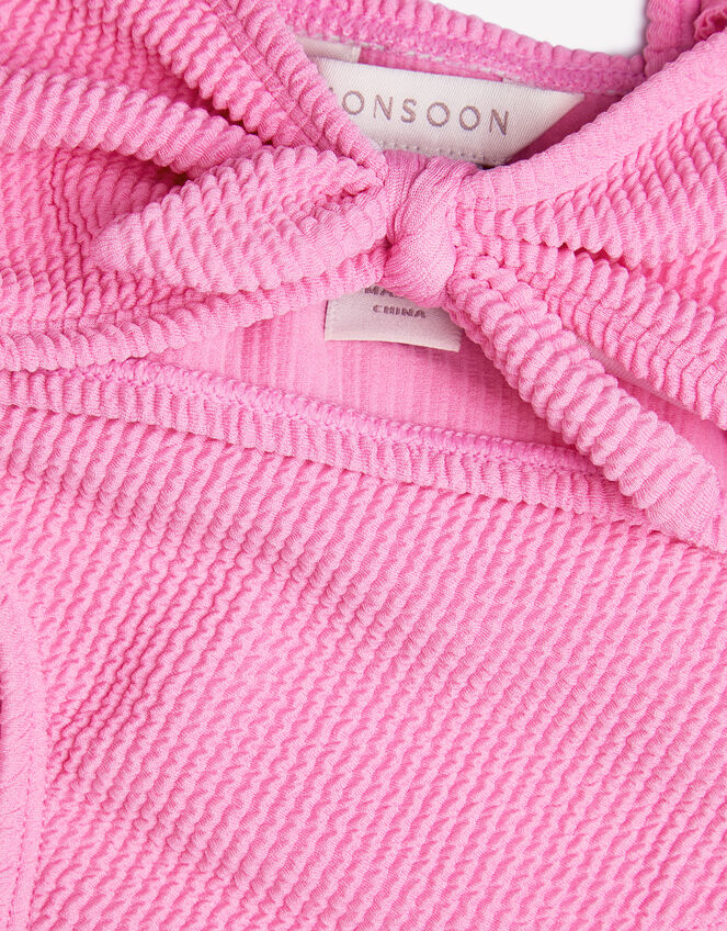 Texture Tie Front Bikini Set Pink | Girls' Beach & Swimwear | Monsoon UK.