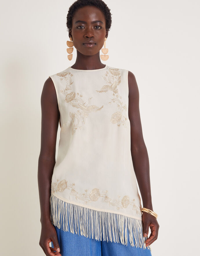 Erin Fringe Tank Top Ivory | Vests, Camisoles And Sleeveless Tops ...