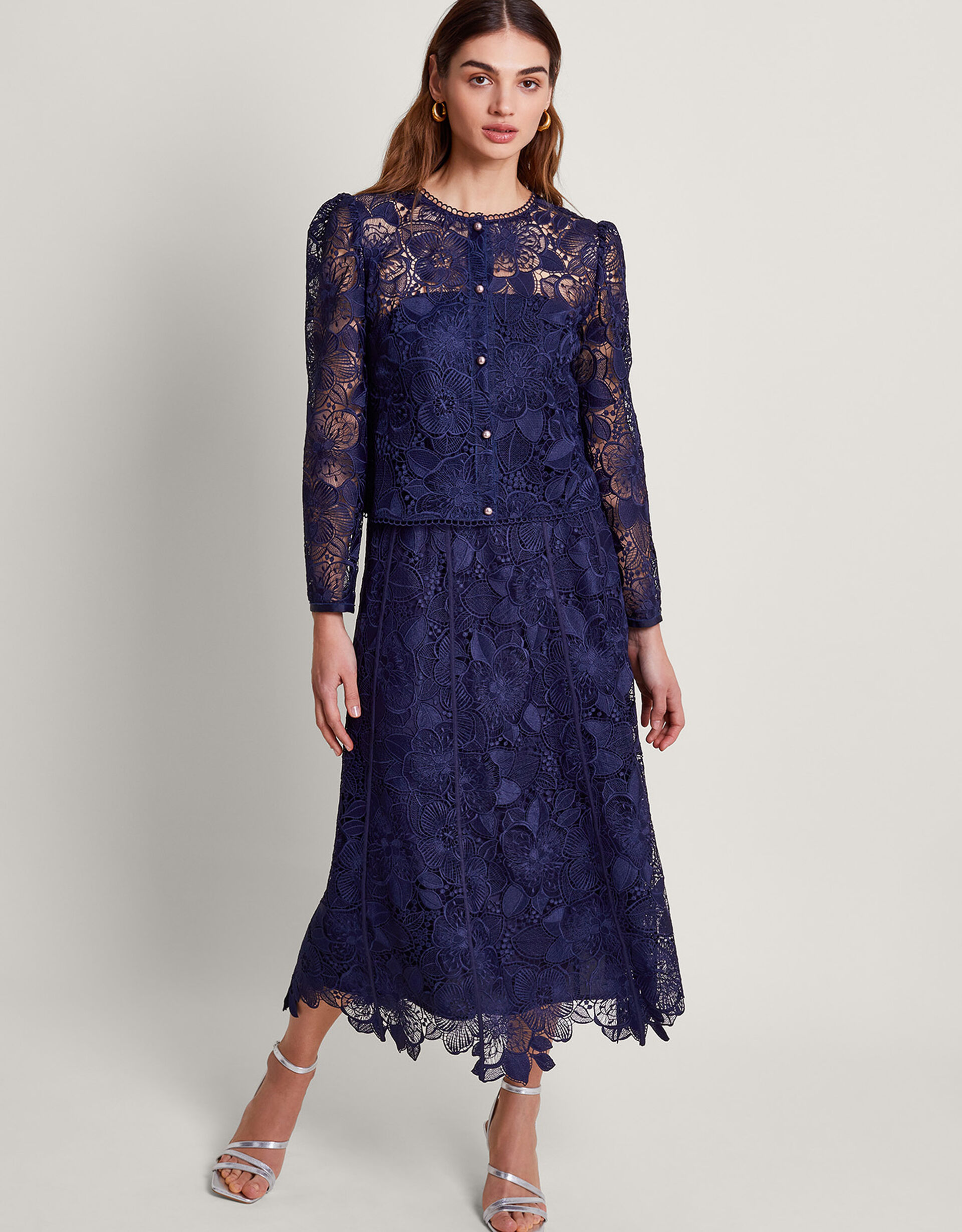 Abelia Lace Jacket Blue | Women's Jackets | Monsoon UK.