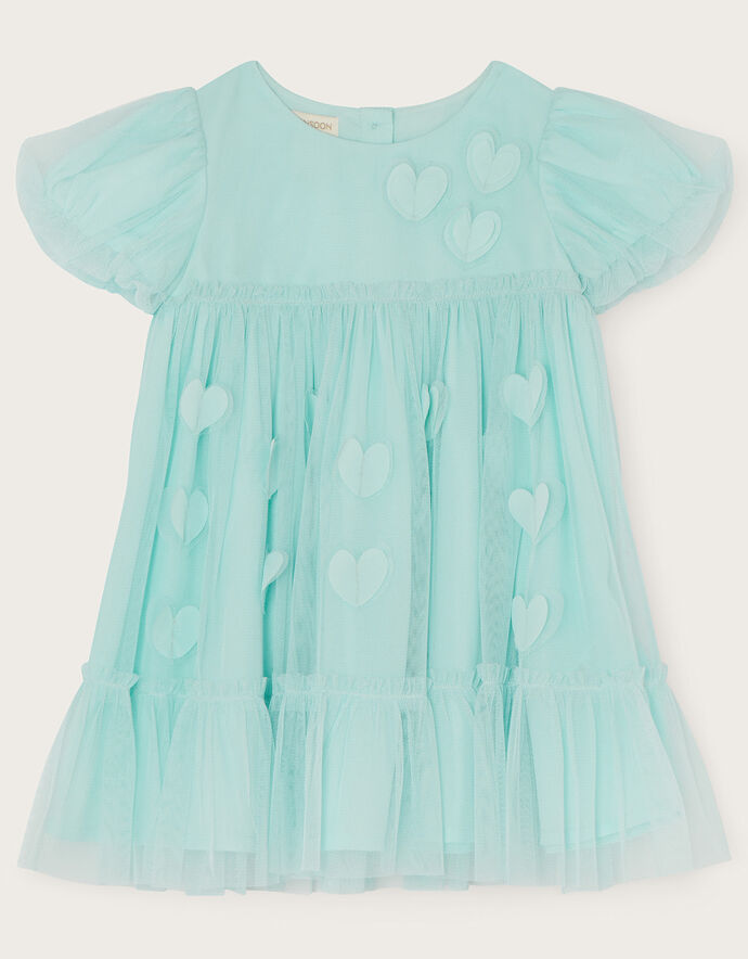 Baby 3D Heart Mesh Dress Blue