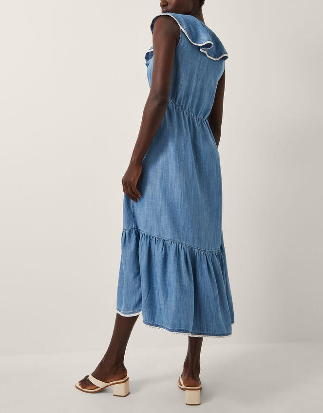 Dottie Sleeveless Ruffle Midi Dress Blue | Day Dresses | Monsoon UK.