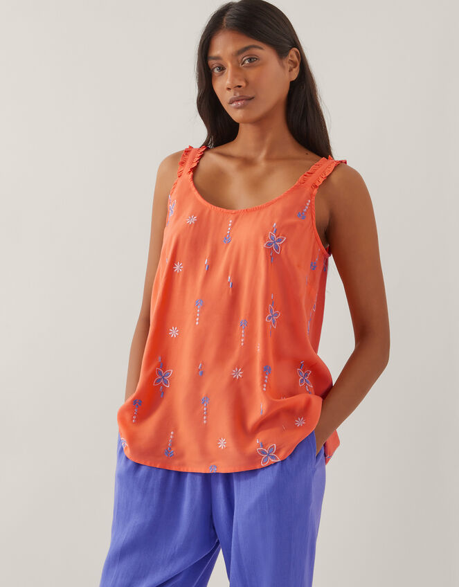 Kamila Embroidered Cami Top Orange | Vests, Camisoles And Sleeveless ...