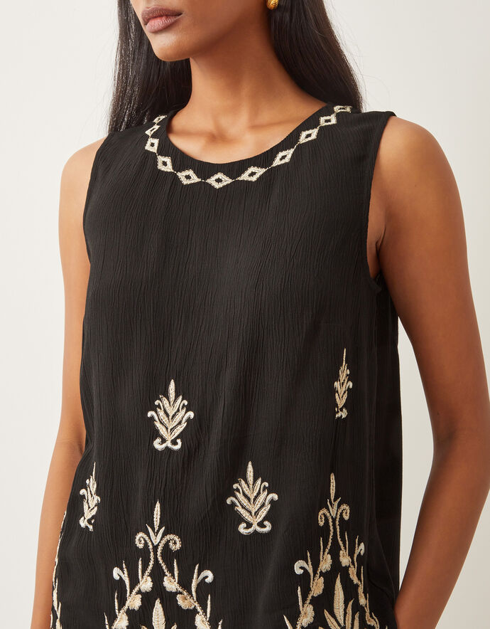 Saffron Embroidered Tank Top Black | Vests, Camisoles And Sleeveless ...