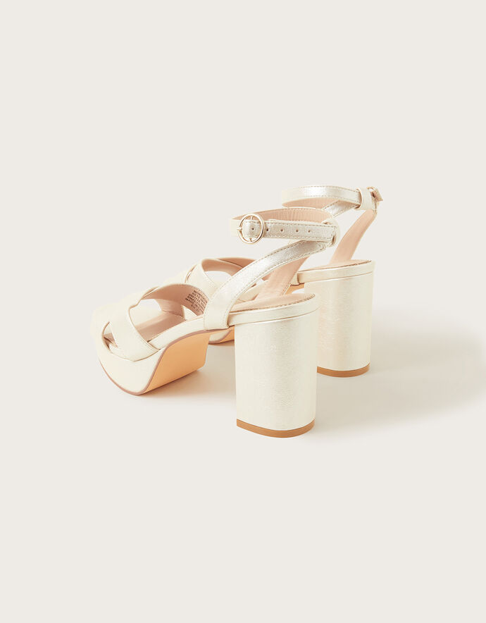 Pearlised Platform Heeled Sandals Ivory | Women's Shoes | Monsoon UK.