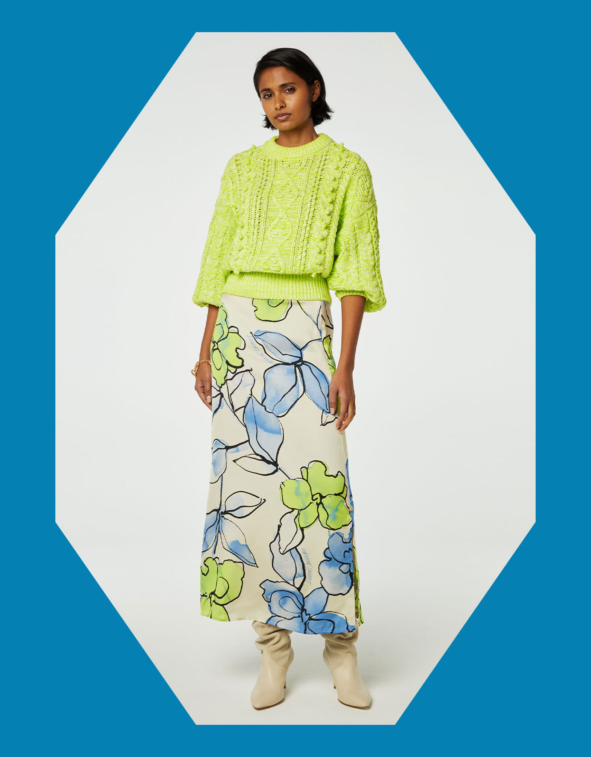 Fabienne Chapot Floral Print Maxi Skirt Ivory