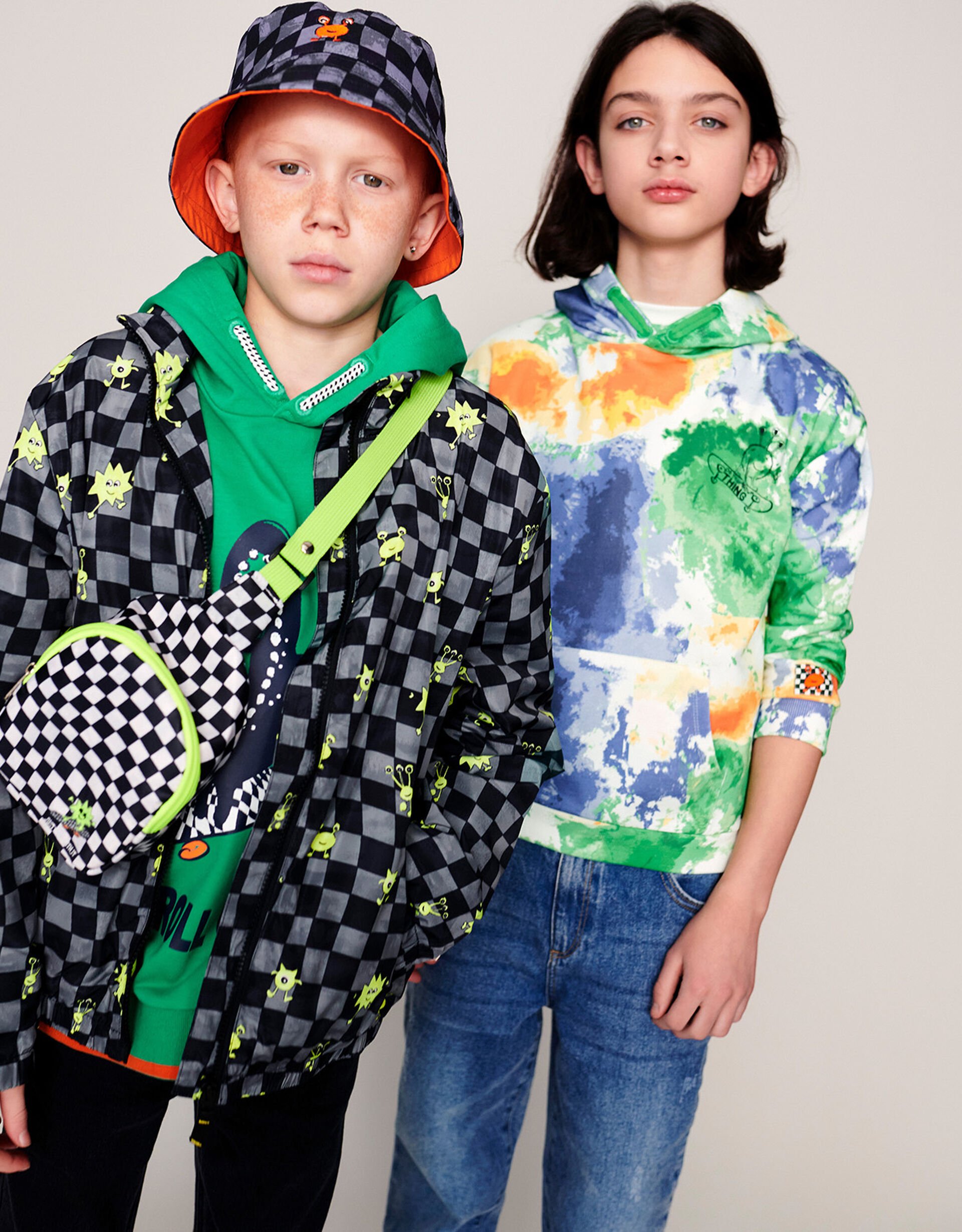 Checkerboard Monster Windbreaker Ivory | Boys' Coats & Jackets ...