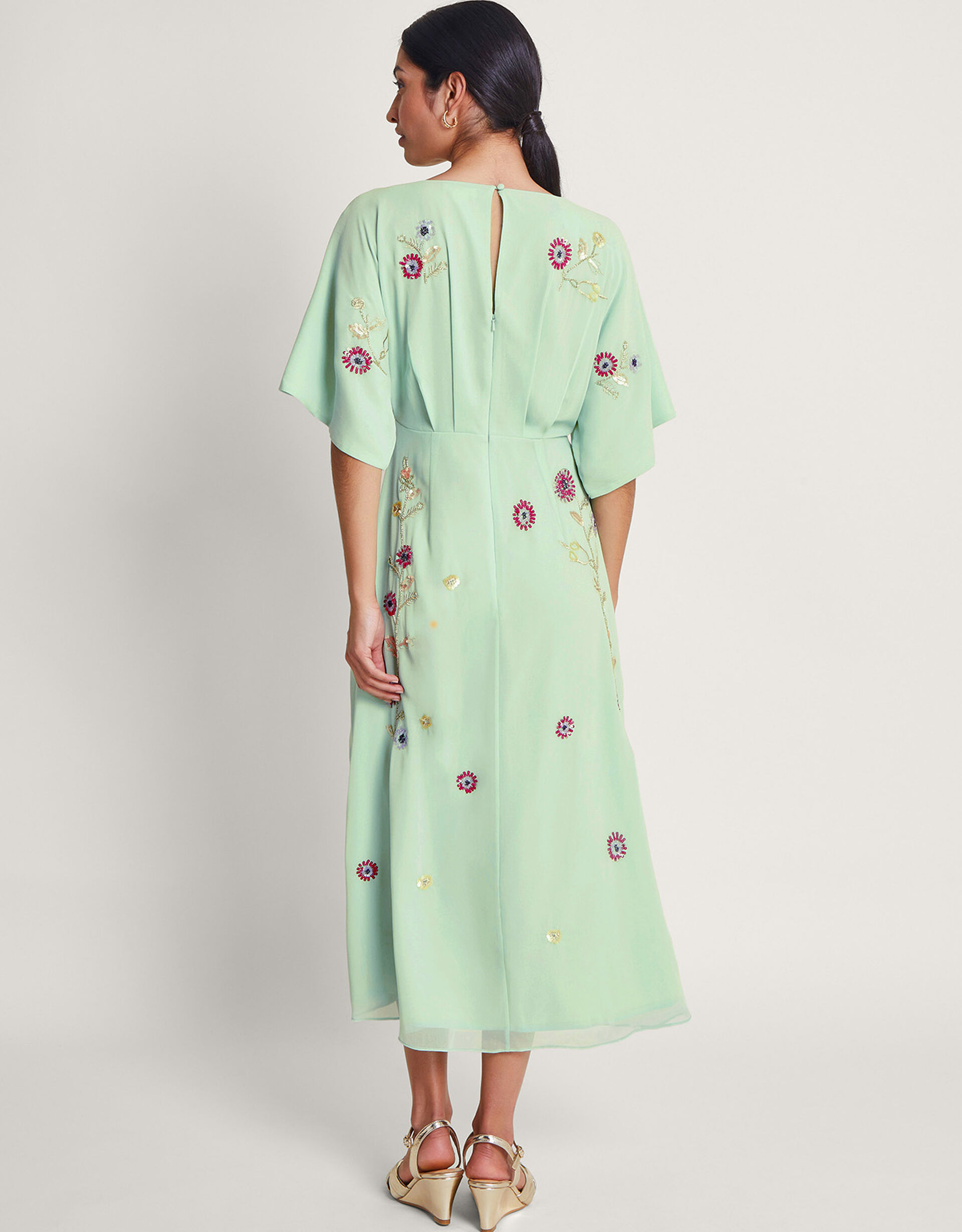 Rosalie Hand-Embellished Dress Green | Evening Dresses | Monsoon UK.