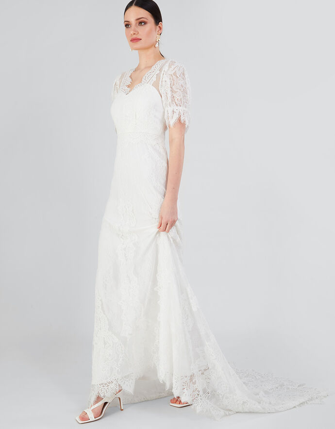 Elizabeth Chantilly Lace Bridal Maxi Dress Ivory