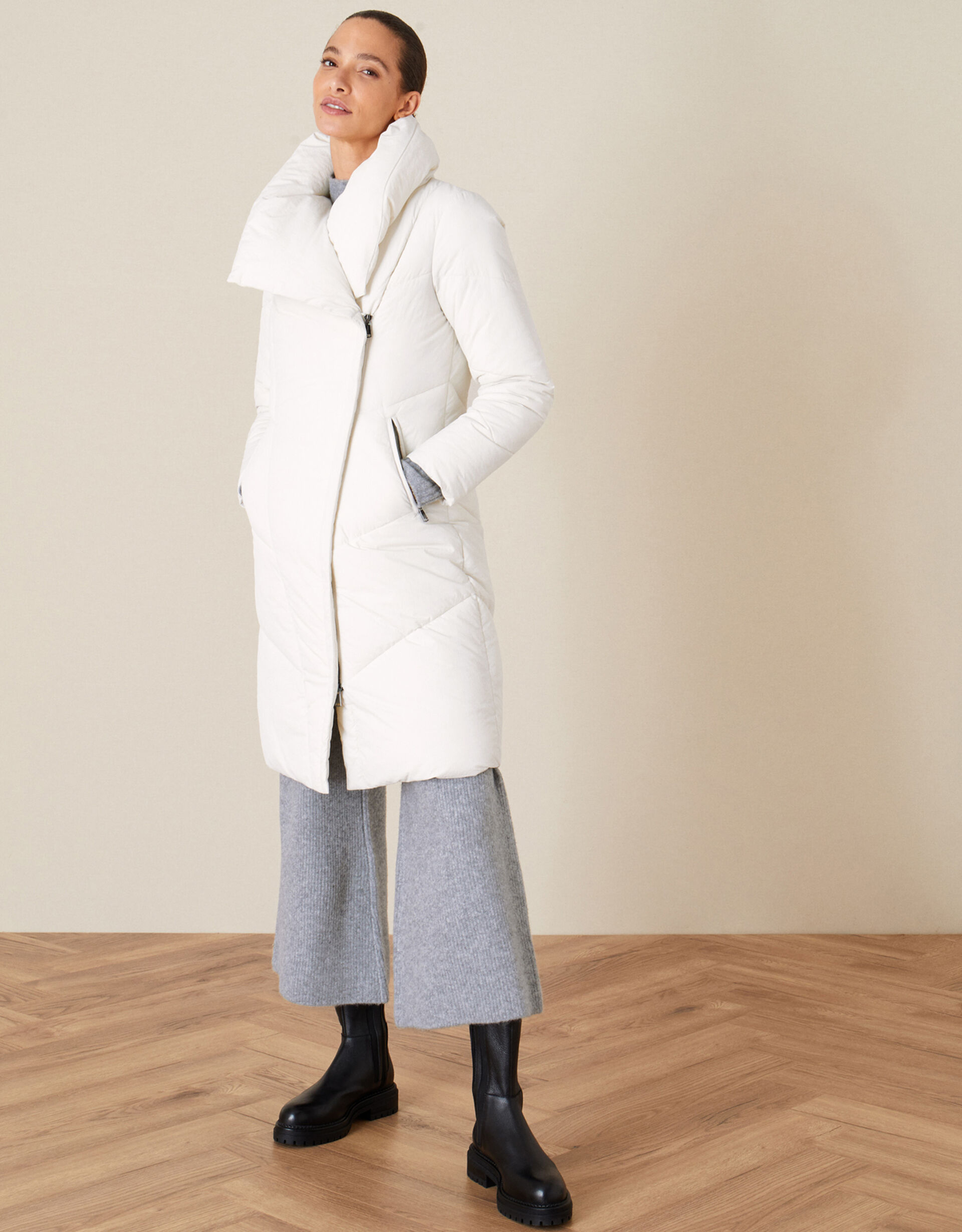 Dhalia Long Padded Coat White | Women's Coats | Monsoon UK.