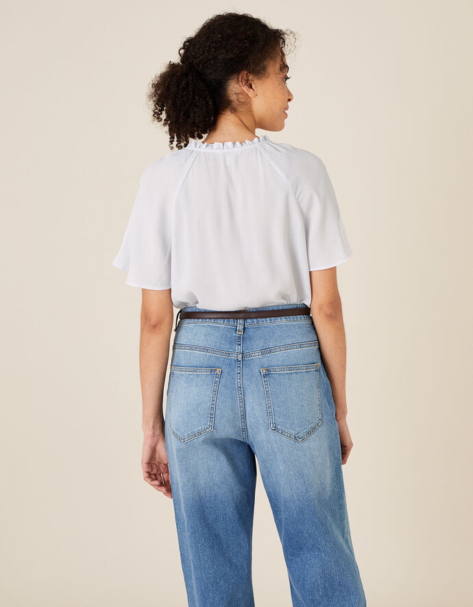 Tie Neck Short Sleeve Blouse Grey Tops And T Shirts Monsoon Uk