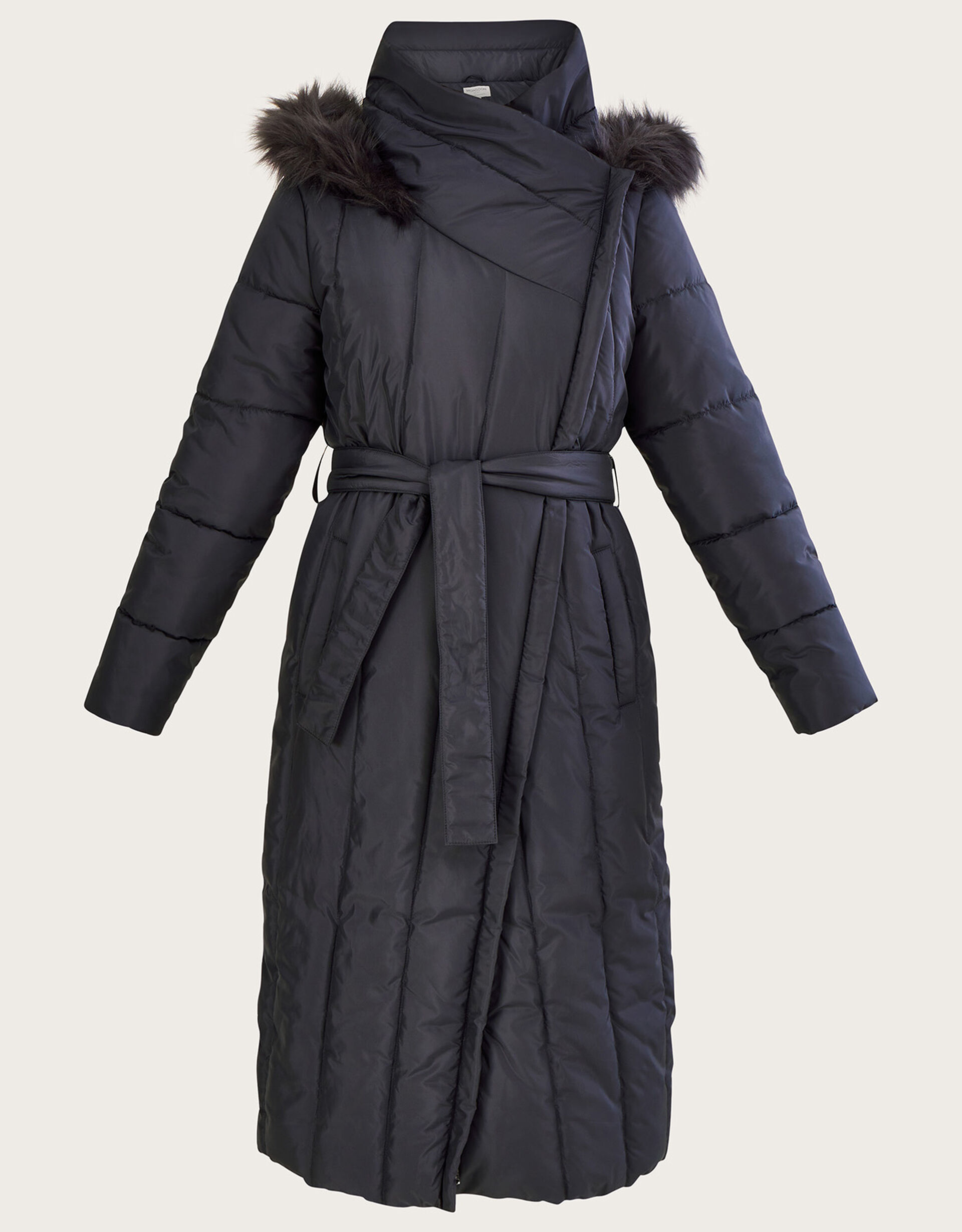 Vera Vertical Stitch Padded Coat with Recycled Polyester Grey