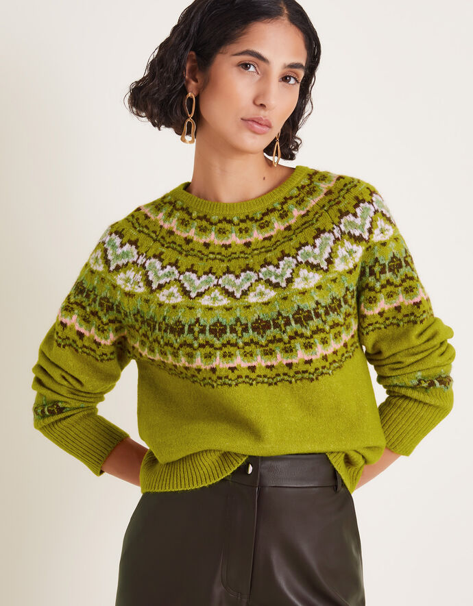 Fern Fair Isle Jumper Green | Knitwear | Monsoon UK.