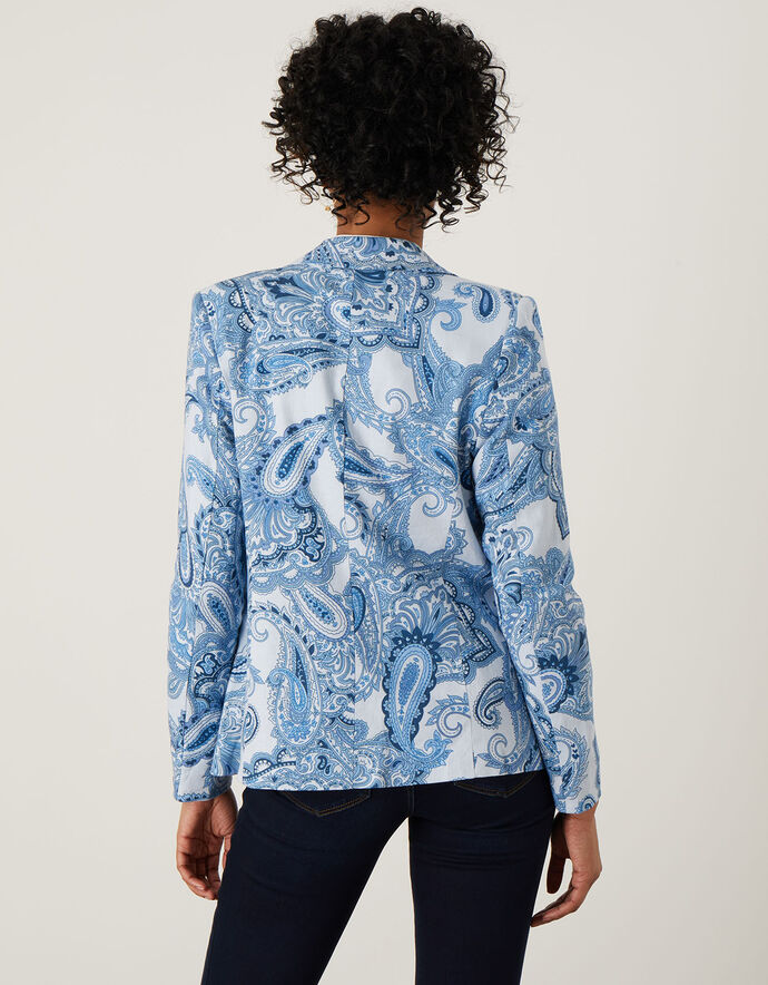 Paisley Jacket in Linen Blend Blue