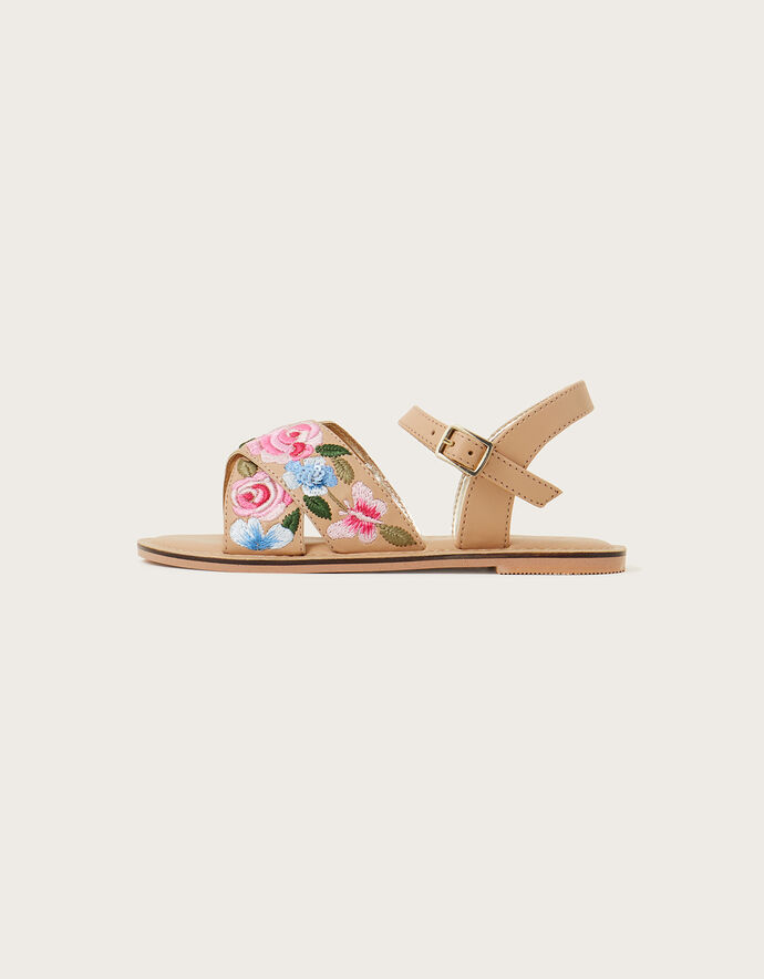 Floral Embroidered Sandals Multi