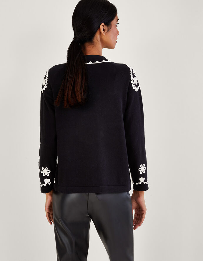 Cornelli Embroidery Jacket in Sustainable Cotton Black