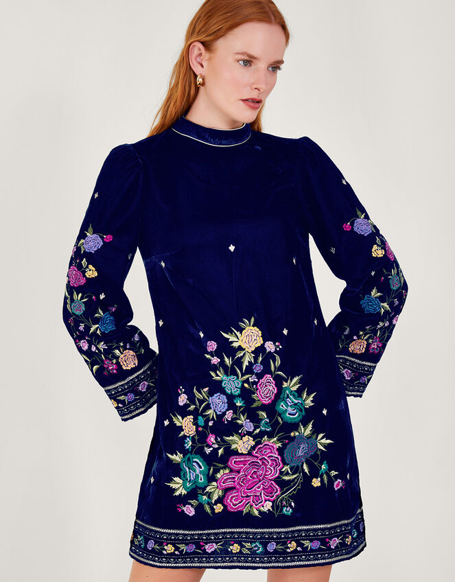 Freya Embroidered Tunic Dress Blue