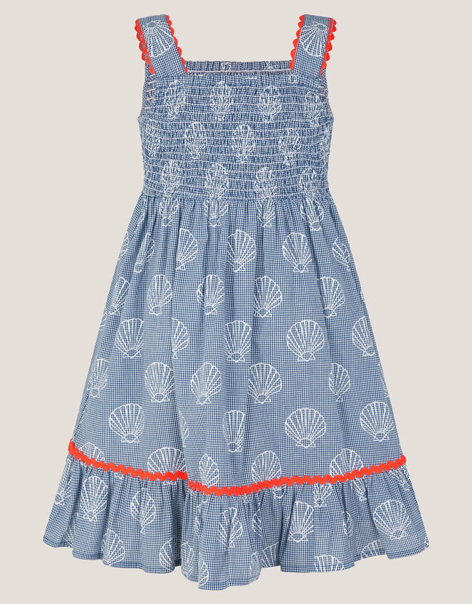 Shell Print Gingham Dress Blue | Girls' Beach & Swimwear | Monsoon UK.