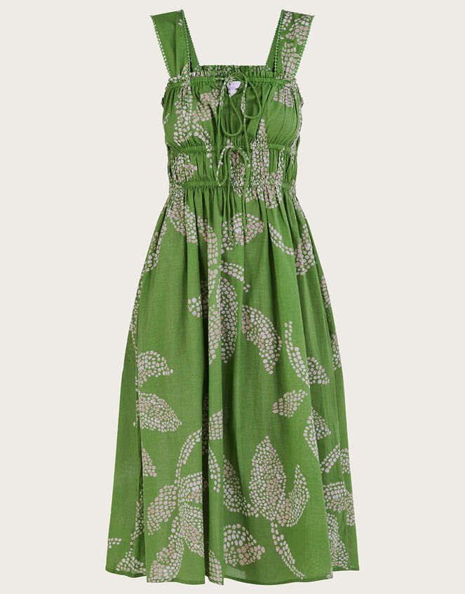 Palm Spot Print Midi Sundress Green