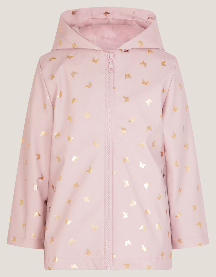 Foil Butterfly Print Rain Coat Pink | Girls' Coats & Jackets | Monsoon UK.
