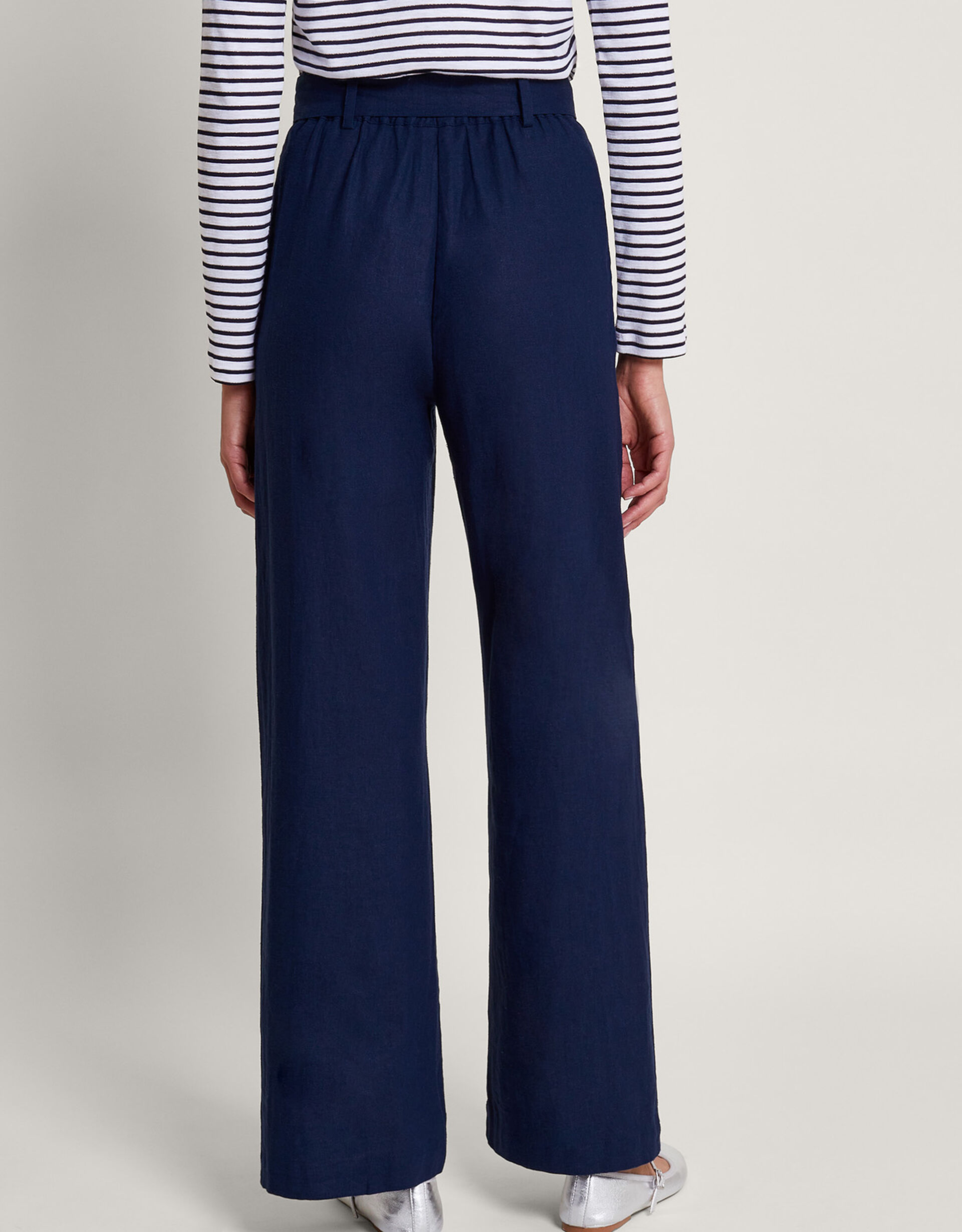Mabel Regular Length Linen Trousers Blue | Trousers & Leggings ...