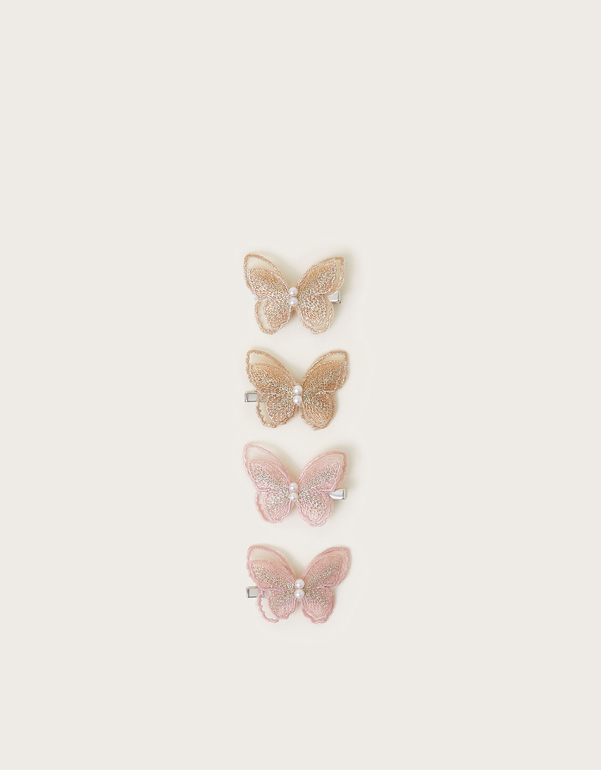 4-Pack Embroidered Butterfly Hair Clips