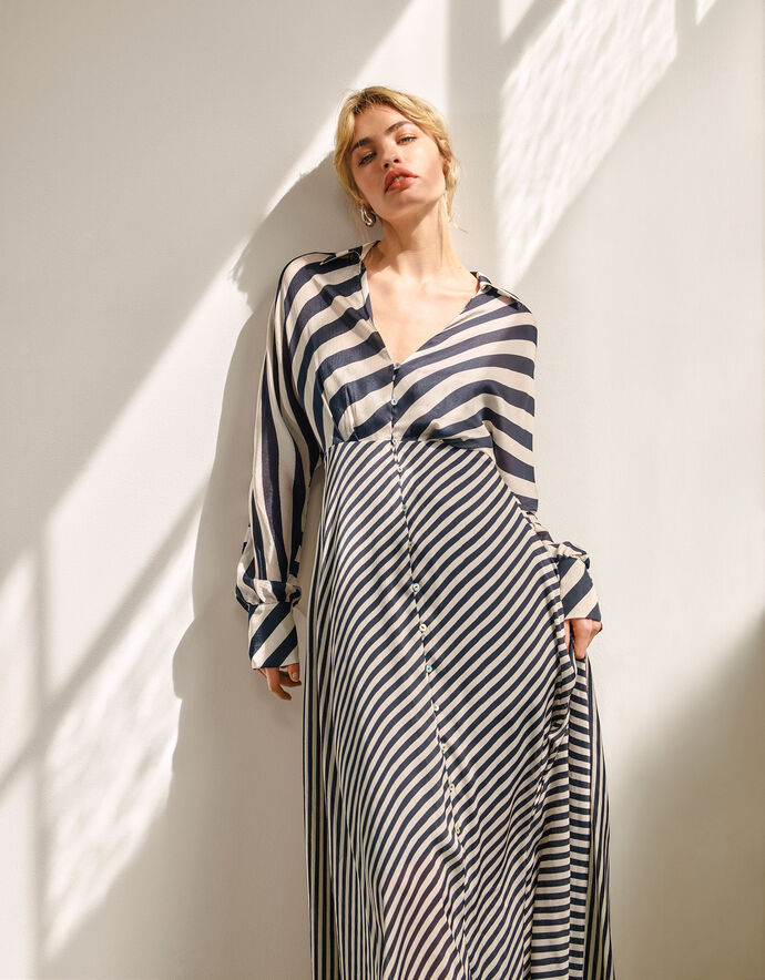 Sofia Stripe Dress Black