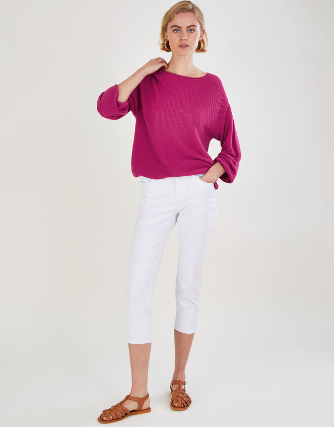 Rib Slash Neck Tunic in Linen Blend Pink