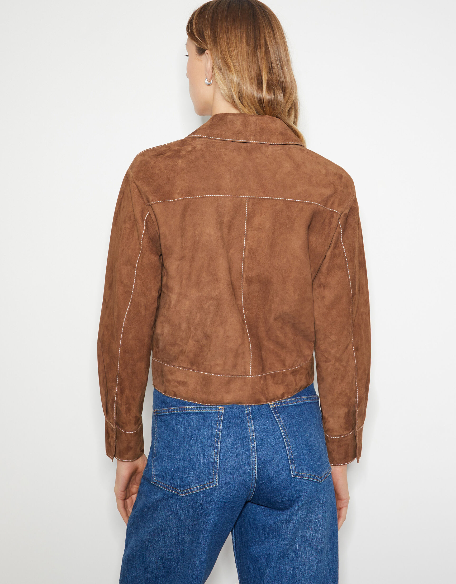 Iris Crop Suede Jacket Tan | Women's Jackets | Monsoon UK.