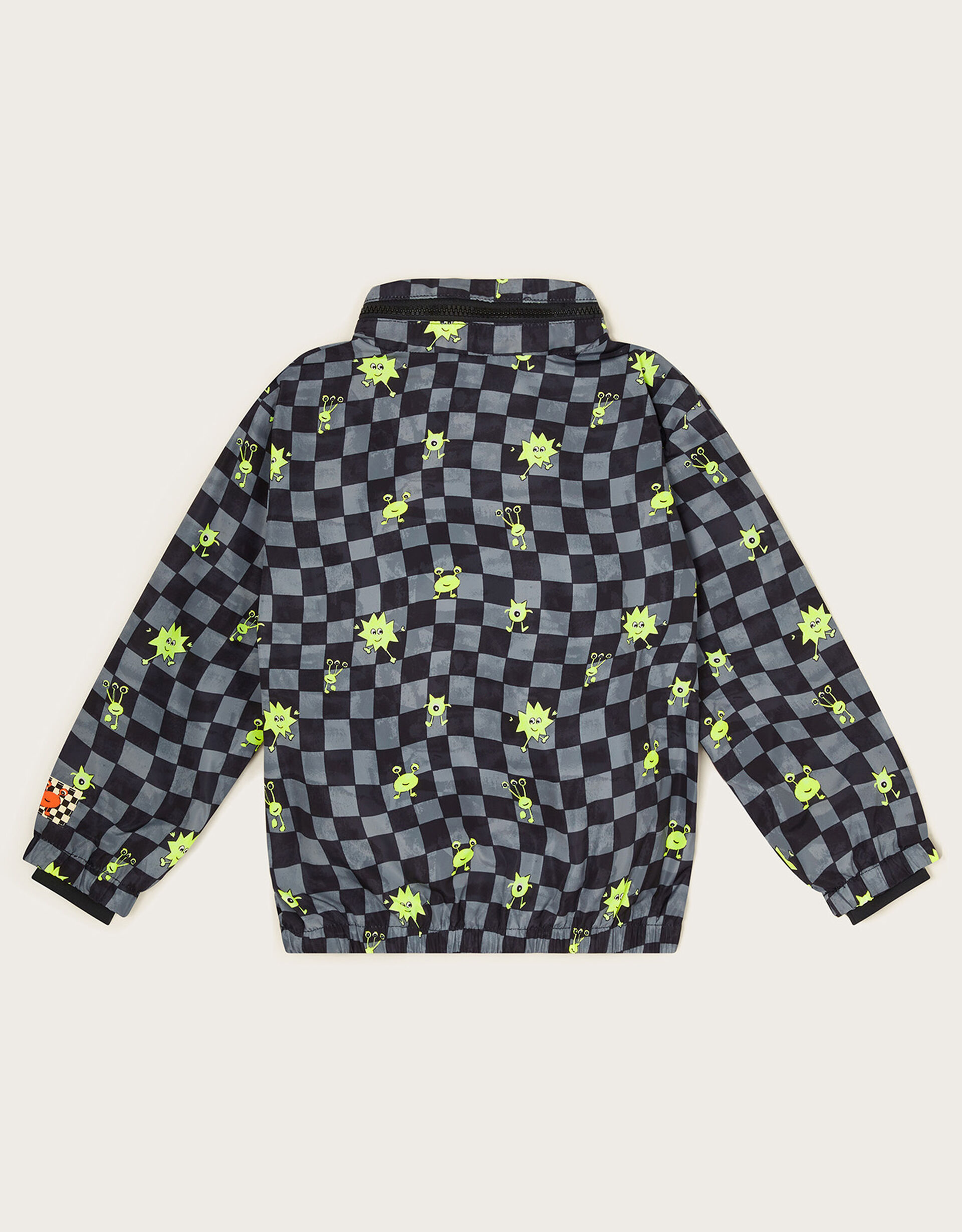 Checkerboard Monster Windbreaker Ivory | Boys' Coats & Jackets ...