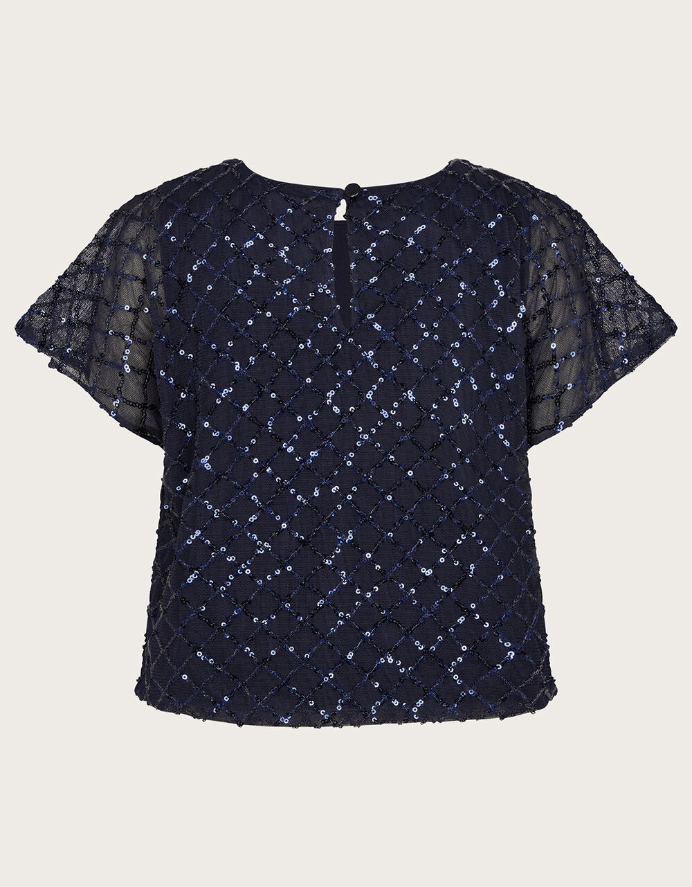 Flutter Sleeve Sequin top Blue | Girls' Tops & T-shirts | Monsoon UK.