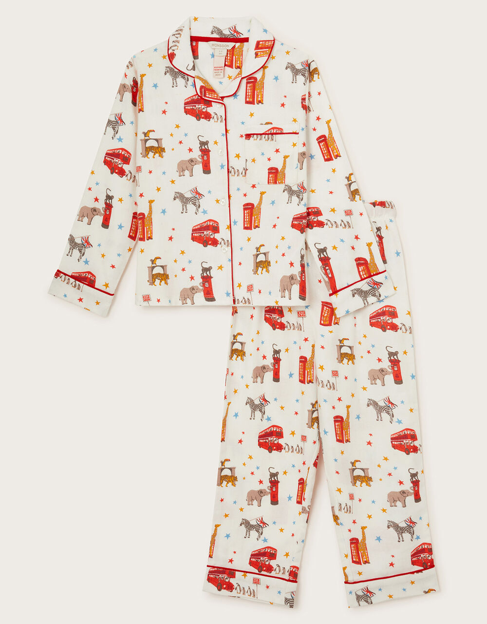 London Flannel Pyjama Set Ivory | Girls' Nightwear | Monsoon UK.