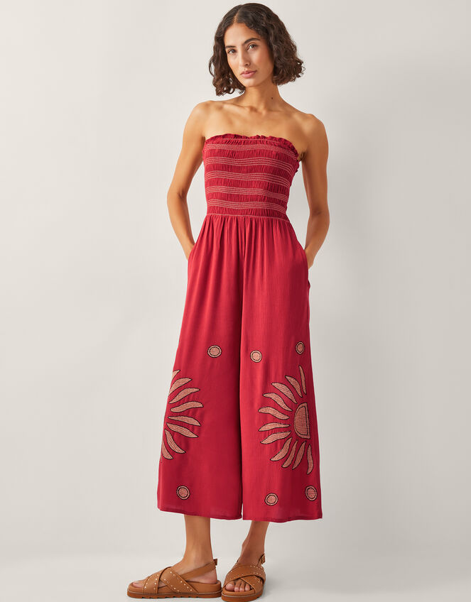 Nadia Shirred Embroidered Jumpsuit Orange | Jumpsuits | Monsoon UK.