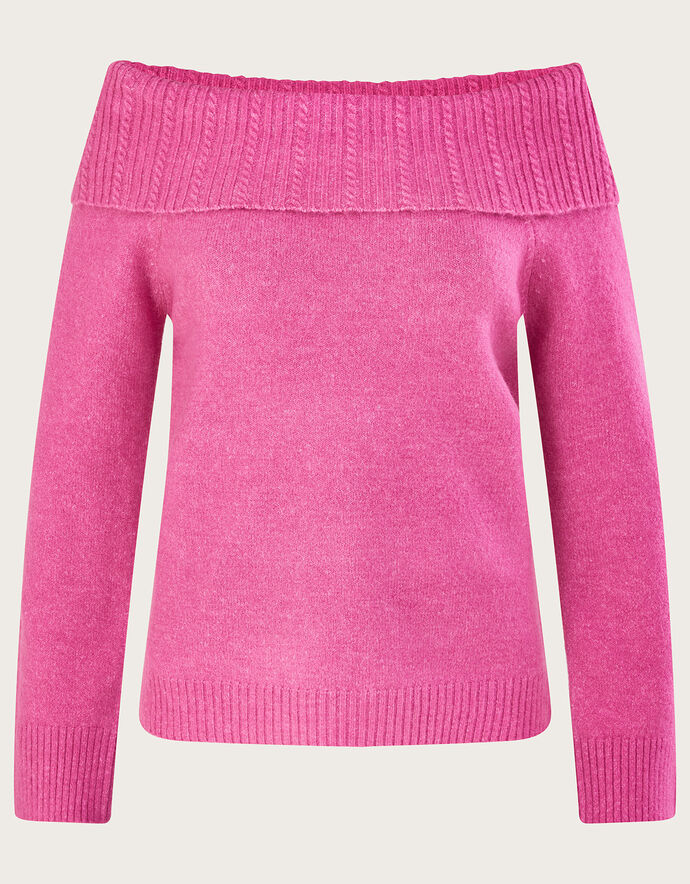 Bardot Jumper with Recycled Polyester Pink