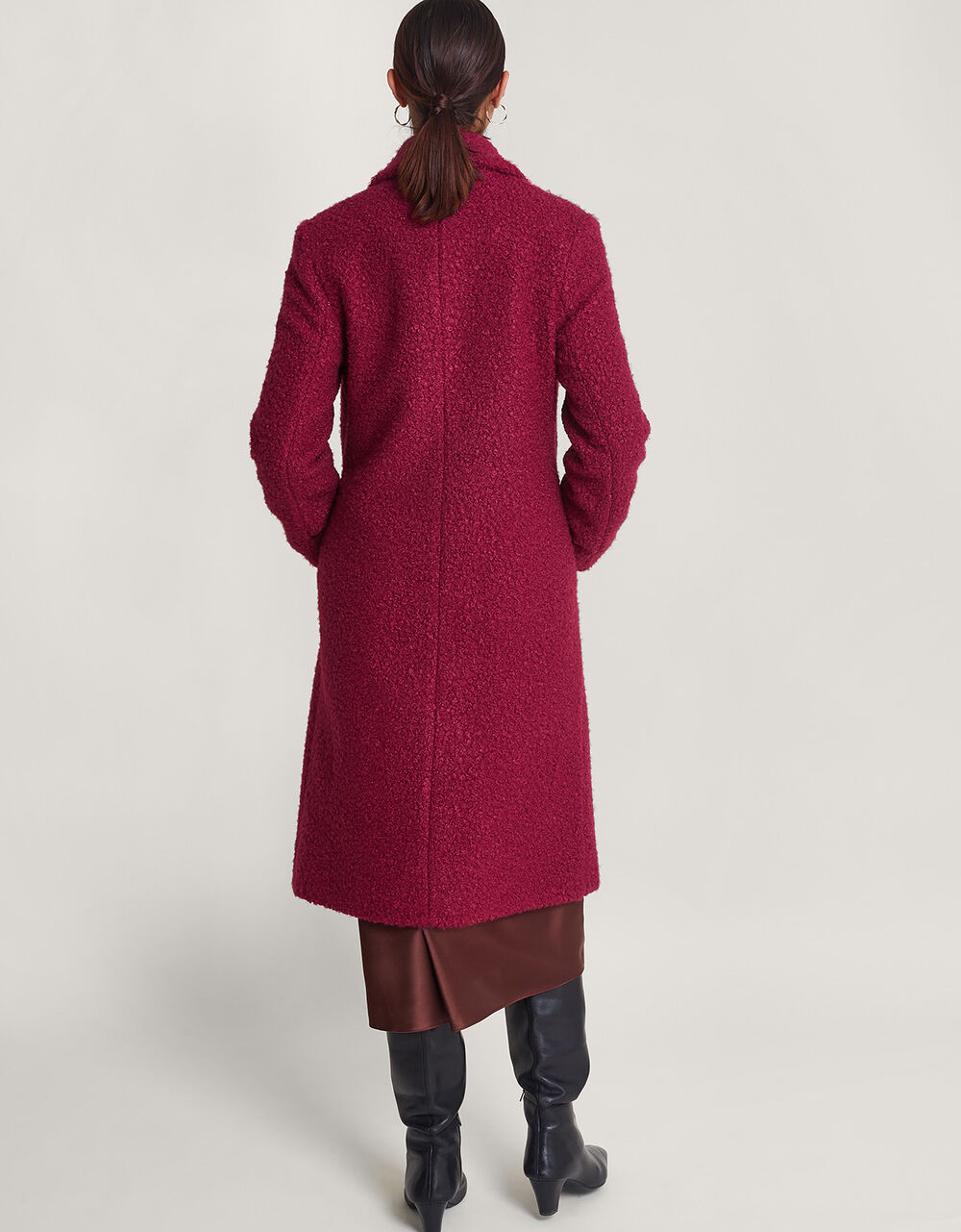 Bobbie Boucle Coat Red | Women's Coats | Monsoon UK.