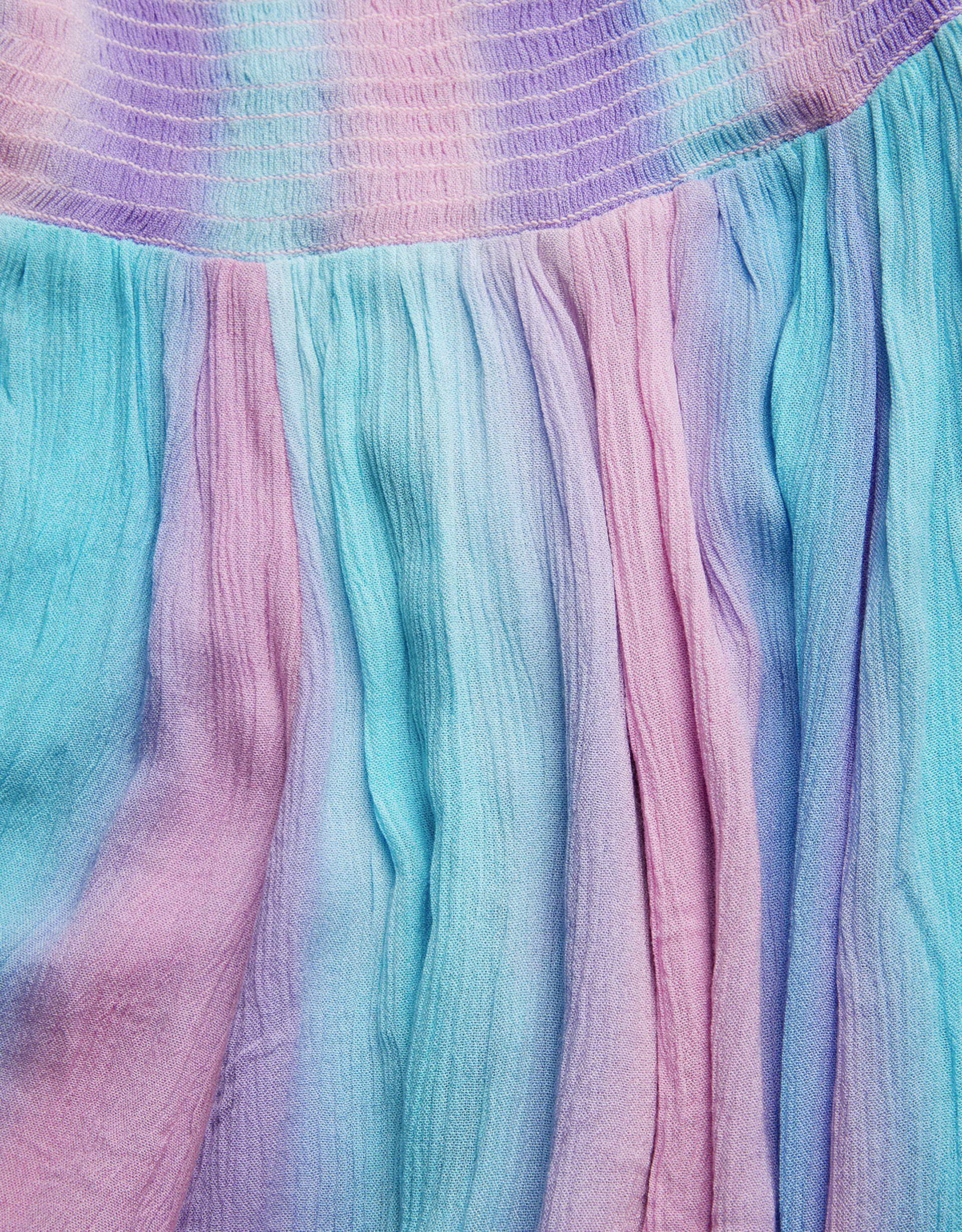 Tie Dye Shirred Hanky Hem Dress Purple