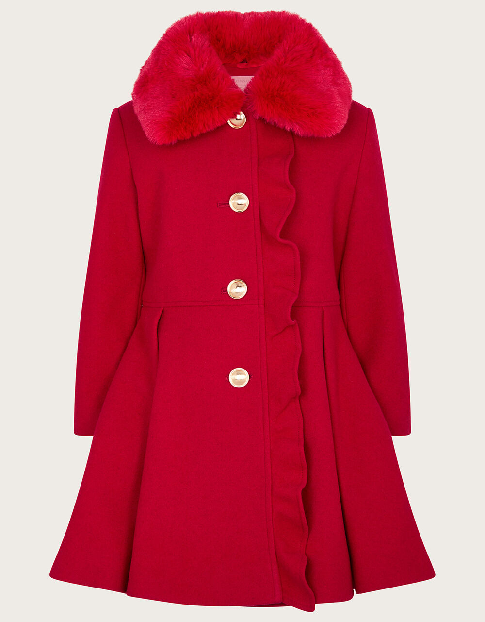 Ruffle Smart Coat Red | Girls' Coats & Jackets | Monsoon UK.