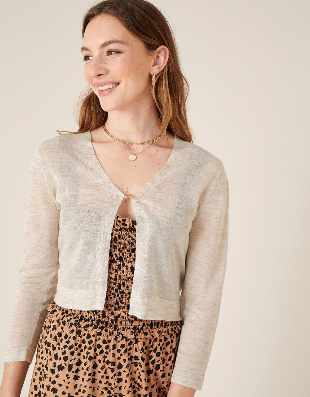 Button Shrug in Linen Blend Natural | Shrugs | Monsoon UK.