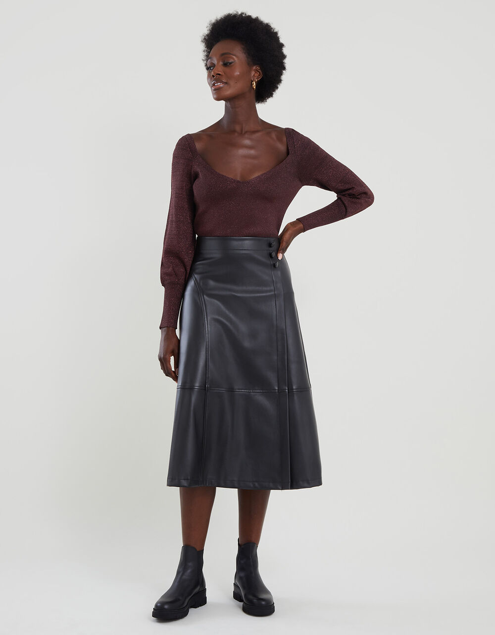 Metallic Sweetheart Jumper with LENZING™ ECOVERO™ Bronze | Jumpers ...