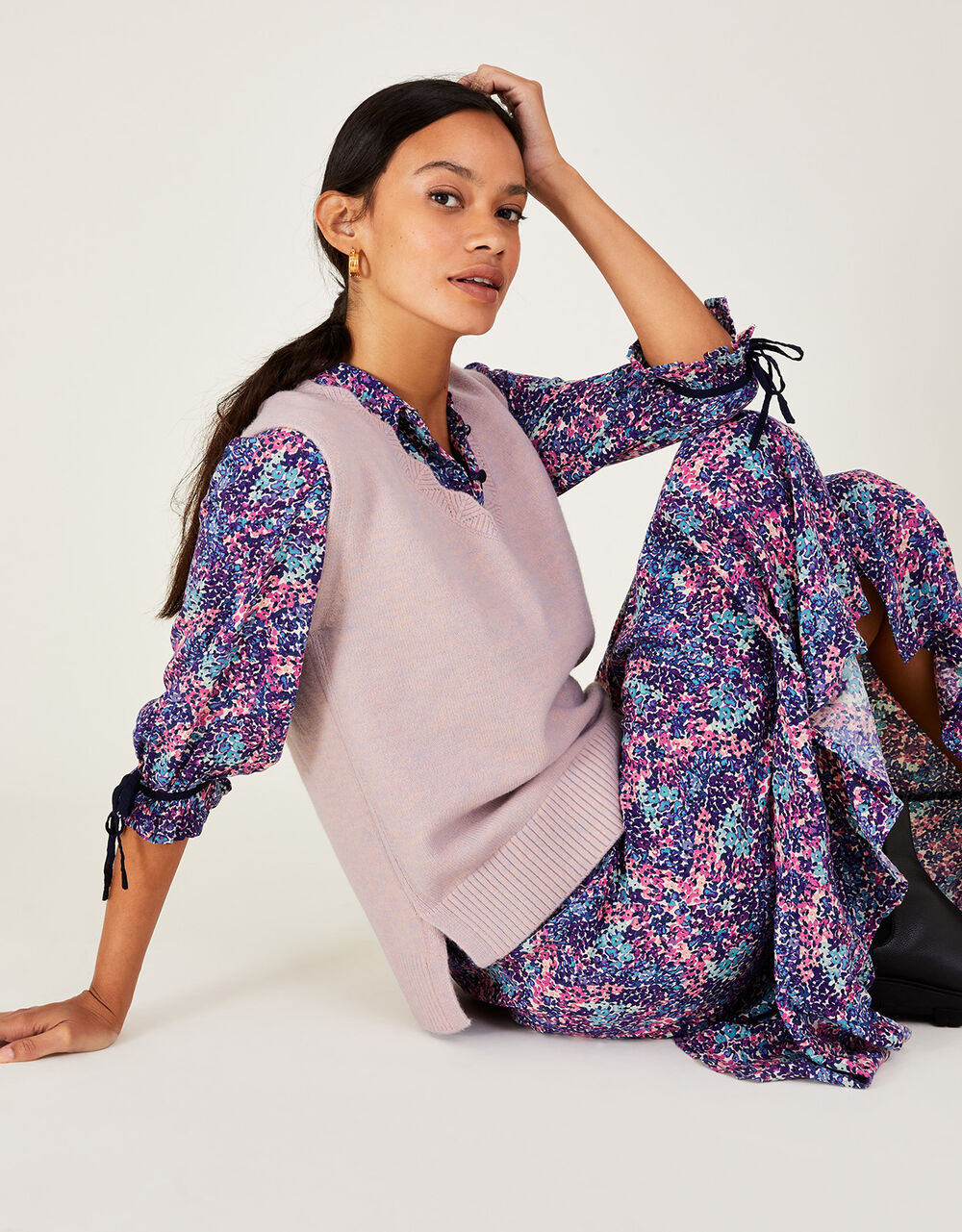 Scallop Edge Tabard Pink | Jumpers | Monsoon UK.