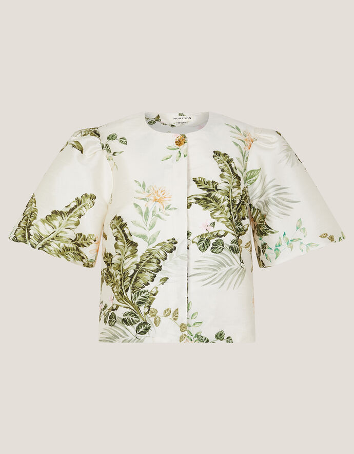 Anne Floral Puff Sleeve Jacket Cream | Women's Jackets | Monsoon UK.